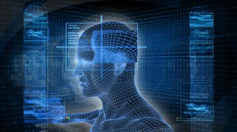 bionic 3d man profile (hd loop) | Stock Video | Pond5