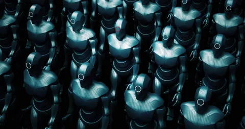 Bionic AI Robot Army Getting Ready To Wa... | Stock Video | Pond5