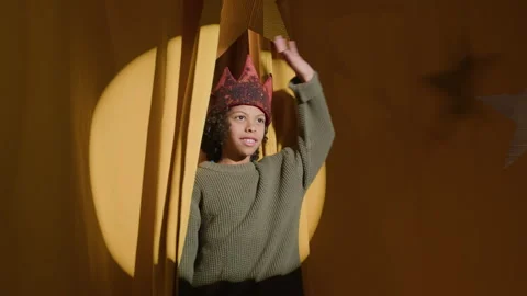 Biracial Child Actor Standing On Stage W... | Stock Video | Pond5