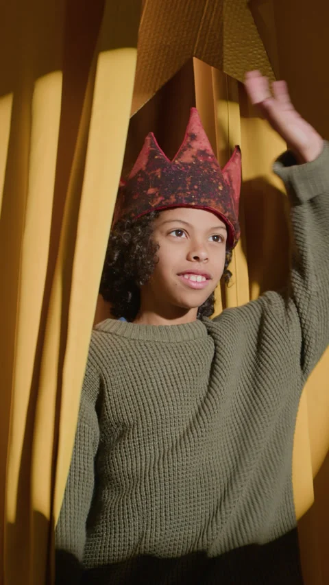 Biracial Child Actor Standing On Stage W... | Stock Video | Pond5