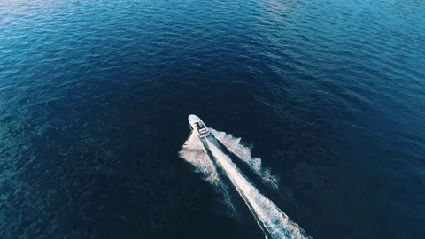 Bird Eye View of Luxurious Speed Boat On... | Stock Video | Pond5