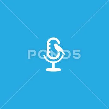 Bird singing microphone logo design template vector: Royalty Free ...
