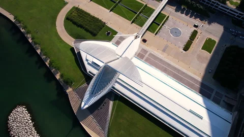 Birds Eye Aerial View of Milwaukee Art M... | Stock Video | Pond5