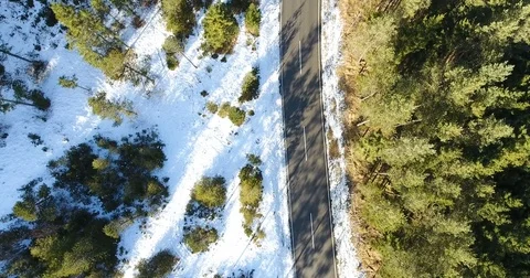 Birds Eye View Of Car Riding On Road | Stock Video | Pond5