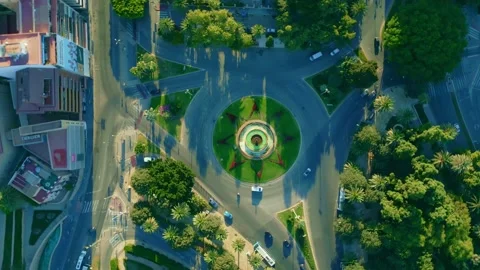 Bird's eye view of the cars driving on t... | Stock Video | Pond5