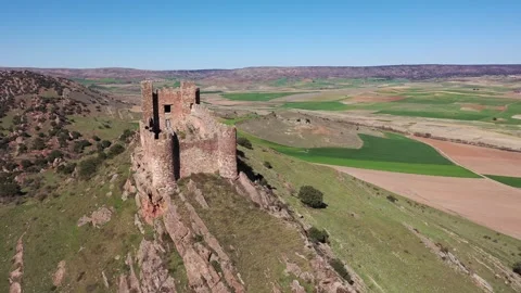 Bird's eye view of Castle of Riba de San... | Stock Video | Pond5
