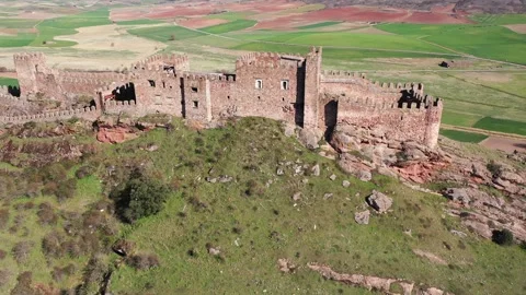 Bird's eye view of Castle of Riba de San... | Stock Video | Pond5