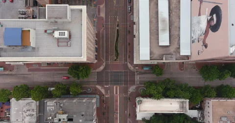 Birds eye view of the downtown Houston a... | Stock Video | Pond5