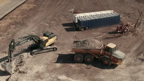 Birds eye view of a dump truck full of d... | Stock Video | Pond5
