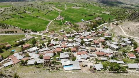 Bird's eye view of Fasillar village of B... | Stock Video | Pond5