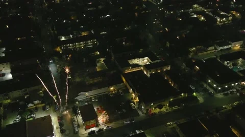Birds eye view of fireworks exploding | ... | Stock Video | Pond5
