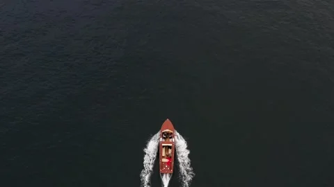 Birds Eye View Following A Speed Boat In... | Stock Video | Pond5