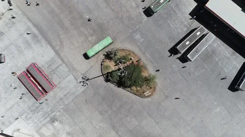 A birds eye view of government bus stand... | Stock Video | Pond5