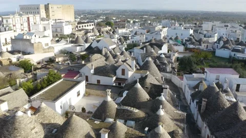 Birds Eye View of Homes with Conical Roo... | Stock Video | Pond5