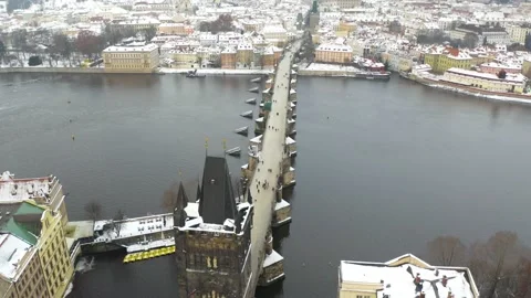 Birds Eye View of Iconic Charles Bridge.... | Stock Video | Pond5
