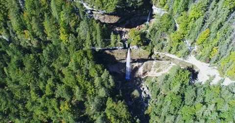 Birds eye view of an isolated waterfall ... | Stock Video | Pond5