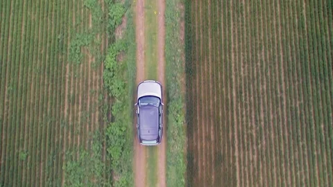Bird's Eye View of a Luxury SUV Driving ... | Stock Video | Pond5