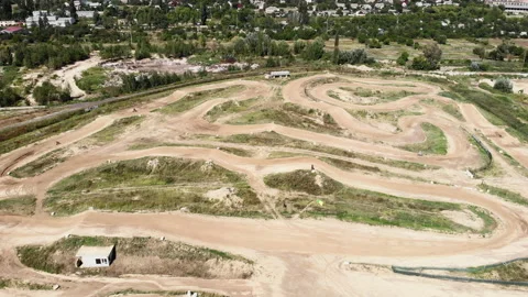 Birds eye view of motocross track. Profe... | Stock Video | Pond5