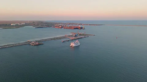 Birds eye view of Navodari harbour, Roma... | Stock Video | Pond5