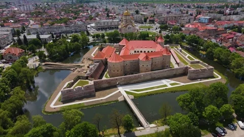 Birds eye view over medieval fort. | Stock Video | Pond5