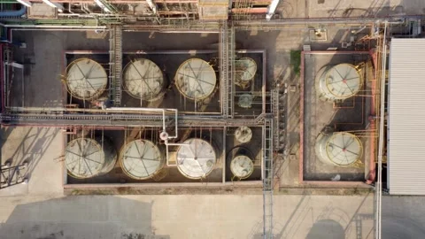 Bird's Eye View Over Storage Tanks In An... | Stock Video | Pond5