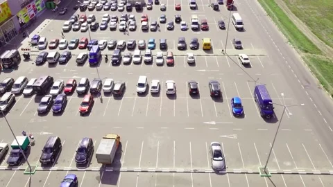 A bird's-eye view of parked cars in the ... | Stock Video | Pond5
