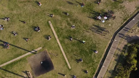 birds eye view of people chilling in the... | Stock Video | Pond5