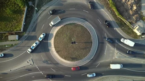 Bird's eye view of a roundabout | Stock Video | Pond5
