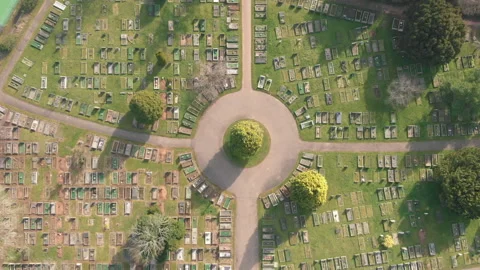 Birds eye view of rows of graves in ceme... | Stock Video | Pond5