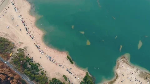 A bird's eye view shows a beautiful clea... | Stock Video | Pond5