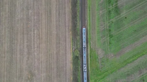Bird's Eye View of Train on Rail Track T... | Stock Video | Pond5