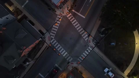 Bird's-eye view of an urban intersection... | Stock Video | Pond5
