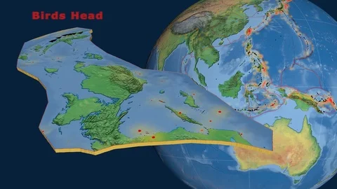 Birds Head tectonics featured. Natural E... | Stock Video | Pond5