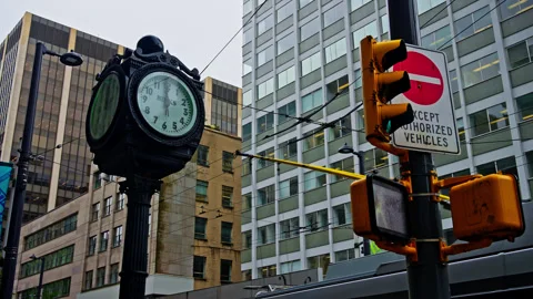 Birks Clock And Traffic Lights In Downto... | Stock Video | Pond5