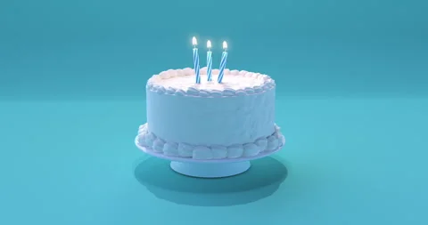 Birthday Cake Blue in a 3D animation | Stock Video | Pond5