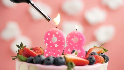 Birthday cake candle number 98. Candle a... | Stock Video | Pond5