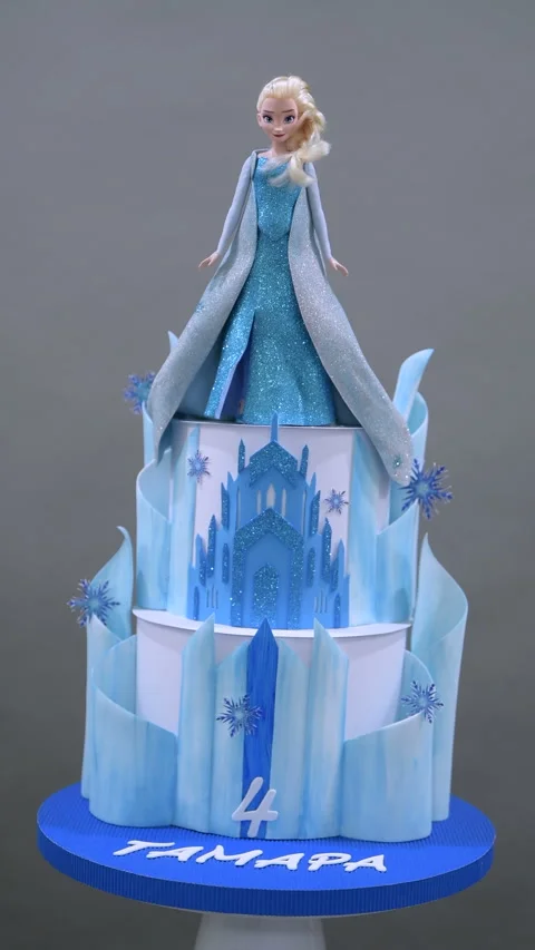 Birthday cake Frozen party with Elsa. Di... | Stock Video | Pond5