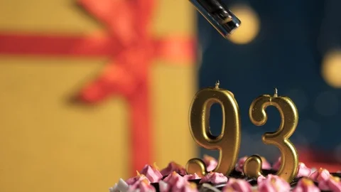 Birthday cake number 93 golden candles b... | Stock Video | Pond5
