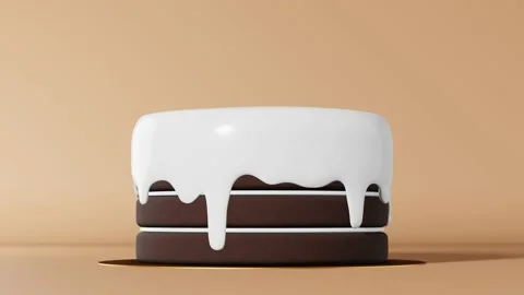 Birthday cake white icing 3d animation A... | Stock Video | Pond5