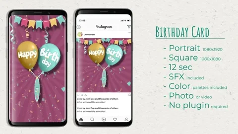 After Effects Template: Birthday Card #154680049 | Pond5