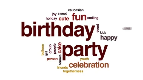 Birthday party animated word cloud, text... | Stock Video | Pond5