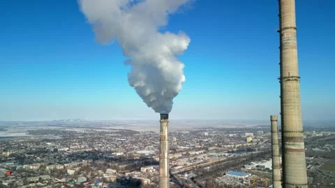 Bishkek thermal power station, air pollu... | Stock Video | Pond5