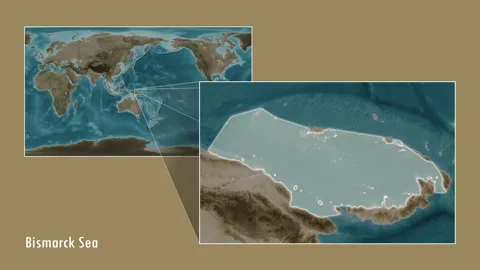 Bismarck Sea. Sepia map. Patterson Cylin... | Stock Video | Pond5