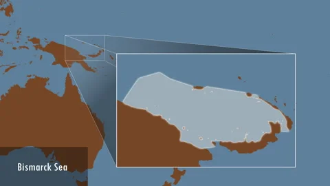 Bismarck Sea. Solid map. Patterson Cylin... | Stock Video | Pond5