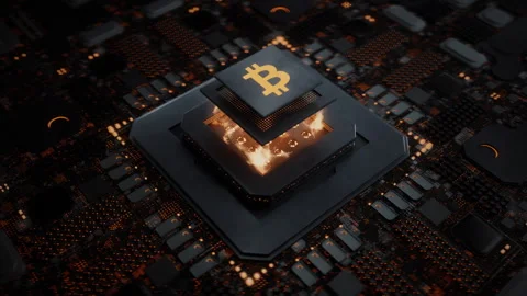 Bitcoin chip operation in cyberspace - 3... | Stock Video | Pond5