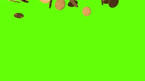 Bitcoin Coins Falling on a Green Screen... | Stock Video | Pond5