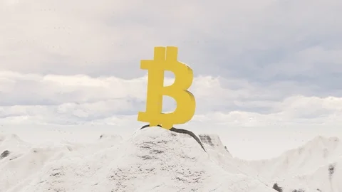 Bitcoin Symbol on Mountain Concept 4K An... | Stock Video | Pond5
