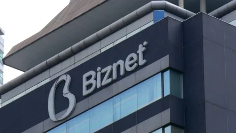 Biznet logo signage on office building l... | Stock Video | Pond5