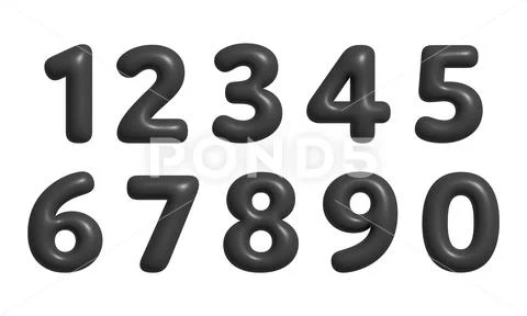 Black 3D Numbers Isolated on White Background Illustration #231595860