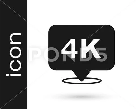 Black 4k Ultra HD icon isolated on white background. Vector ~ Clip Art ...